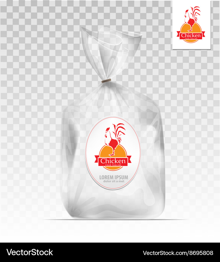 Plastic gift bag with gold shiny ribbon Royalty Free Vector
