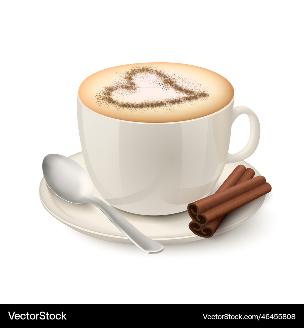 Realistic cup filled with coffee Royalty Free Vector Image