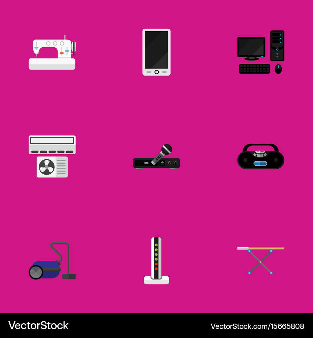Set of 9 editable tech icons includes symbols Vector Image
