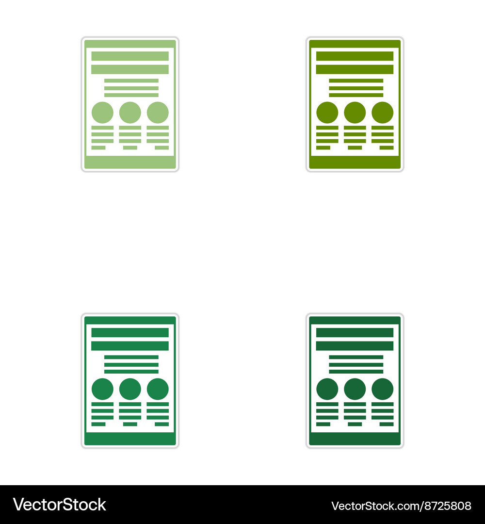 Set of paper stickers on white background document