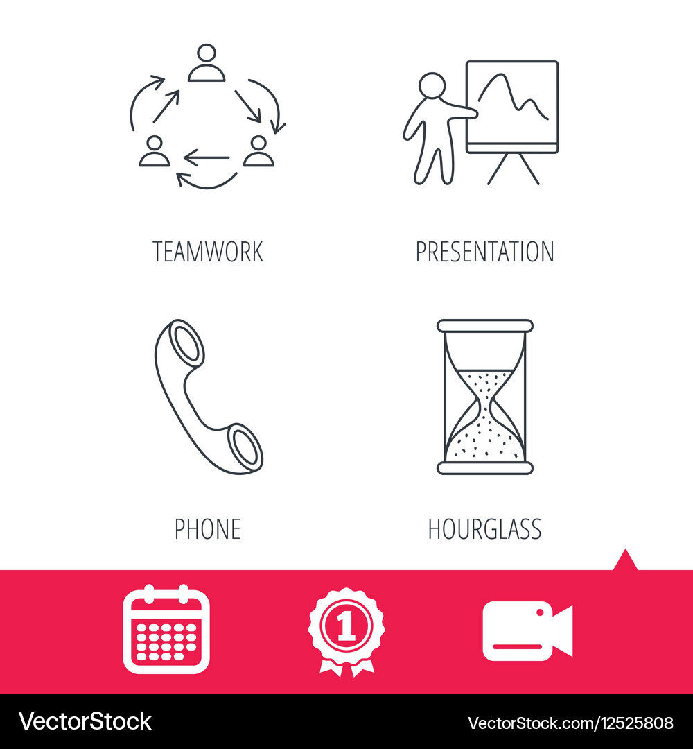 Teamwork presentation and phone call icons Vector Image