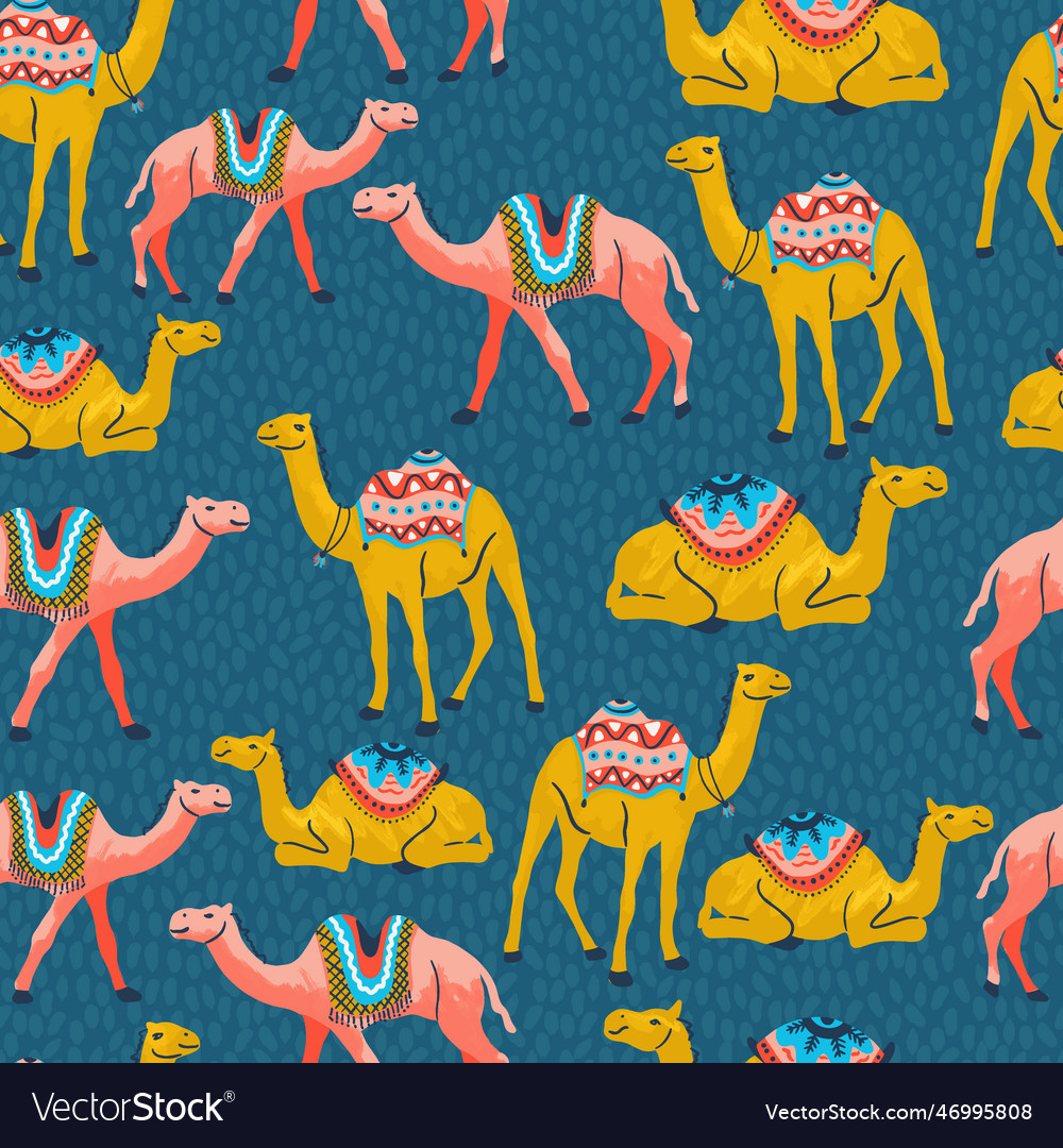 Traditional camels decorative seamless pattern Vector Image