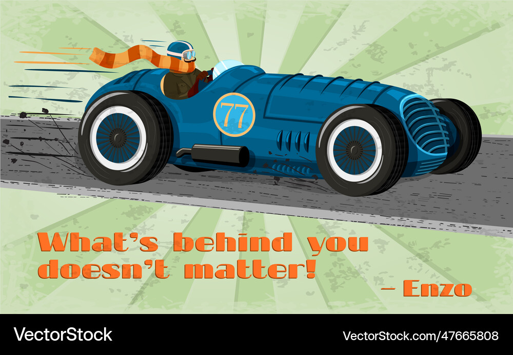 Vintage racing car poster Royalty Free Vector Image