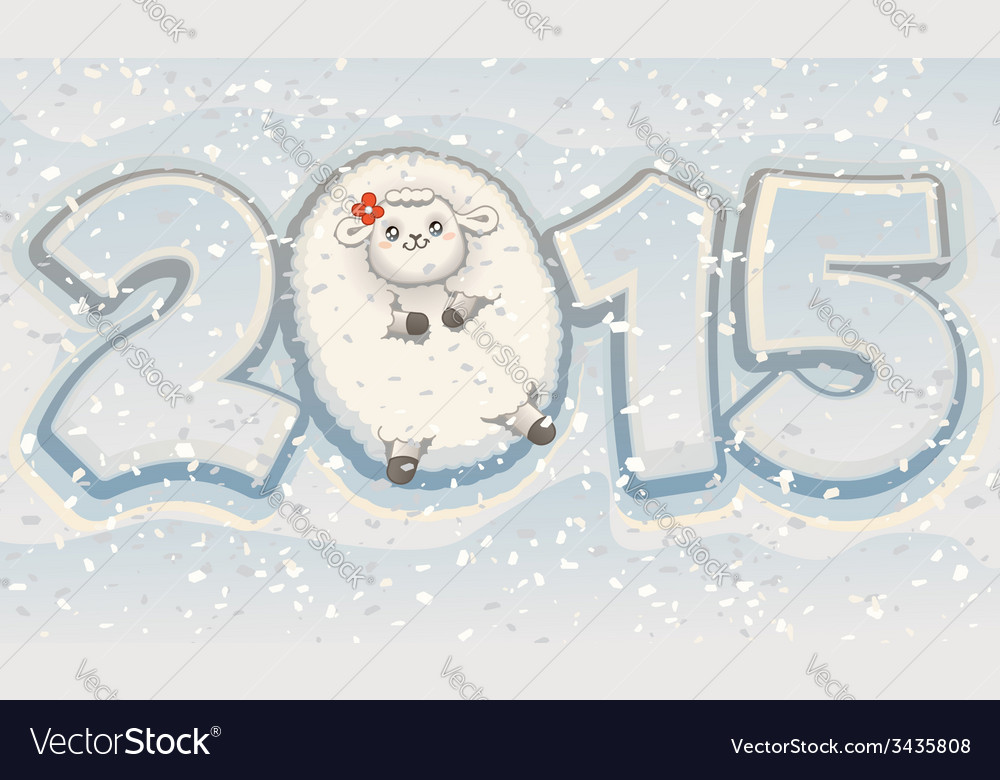 Year of the sheep 2015 chinese cute zodiac Vector Image