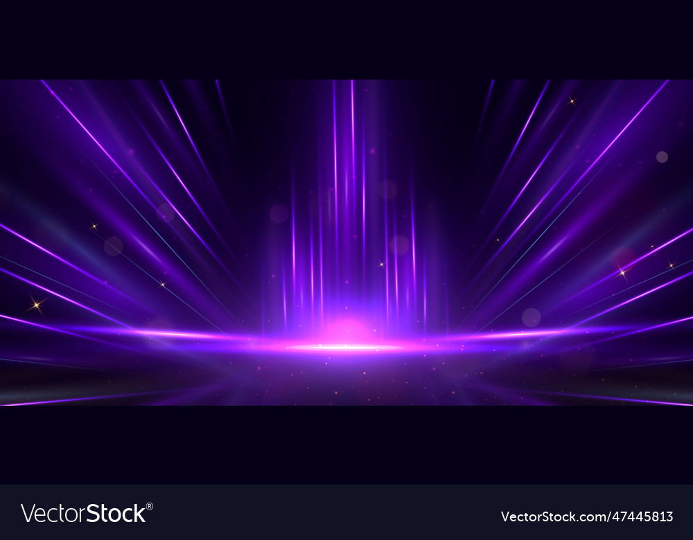 Abstract purple light rays on black background Vector Image