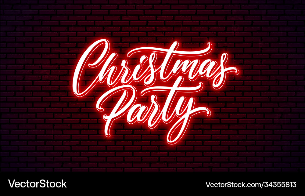 Christmas party neon handwritten text Royalty Free Vector