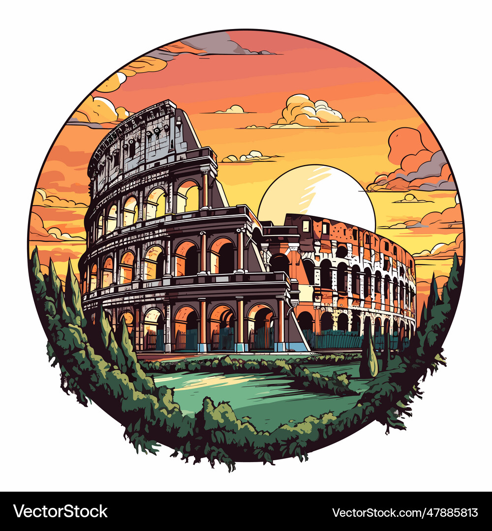 Colosseum hand-drawn comic colosseum doodle Vector Image