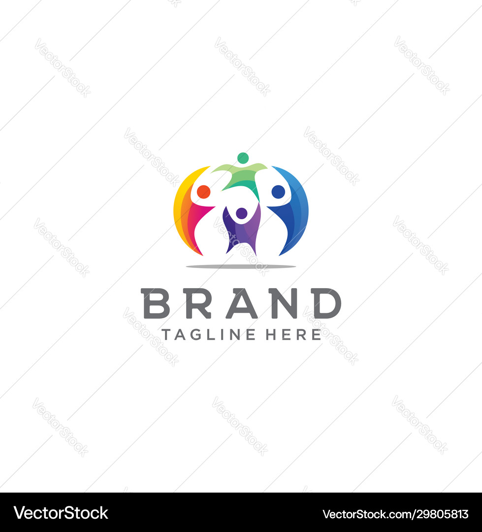 Community family group logo design Royalty Free Vector Image