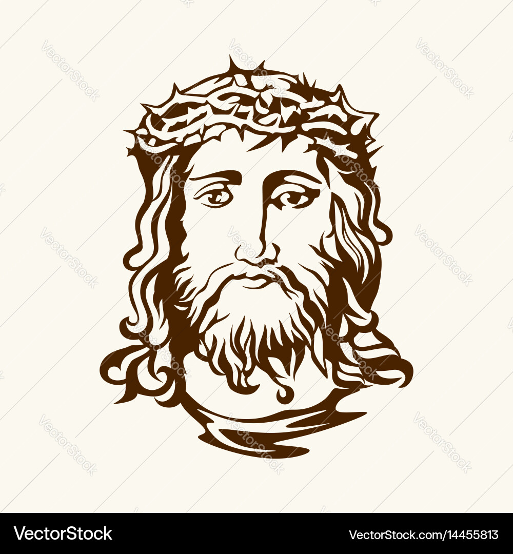 Face jesus christ Royalty Free Vector Image - VectorStock