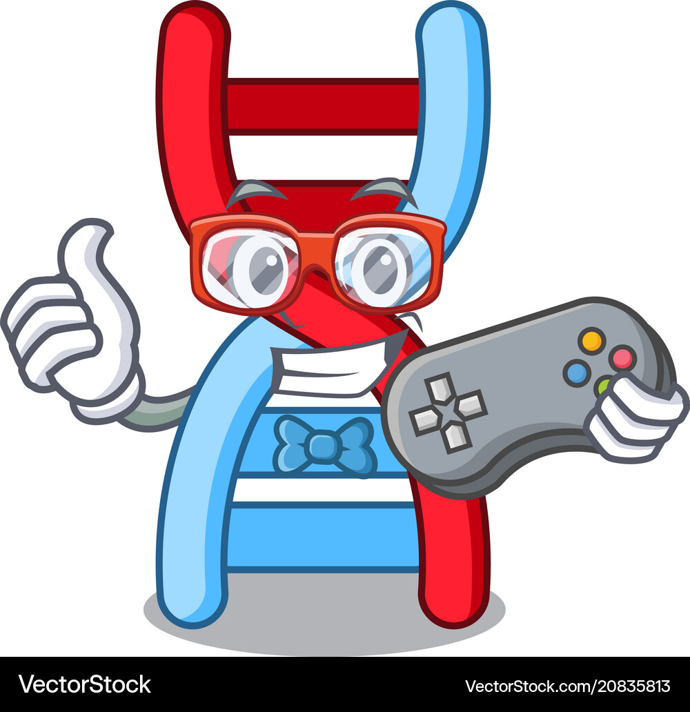 Gamer dna molecule mascot cartoon Royalty Free Vector Image