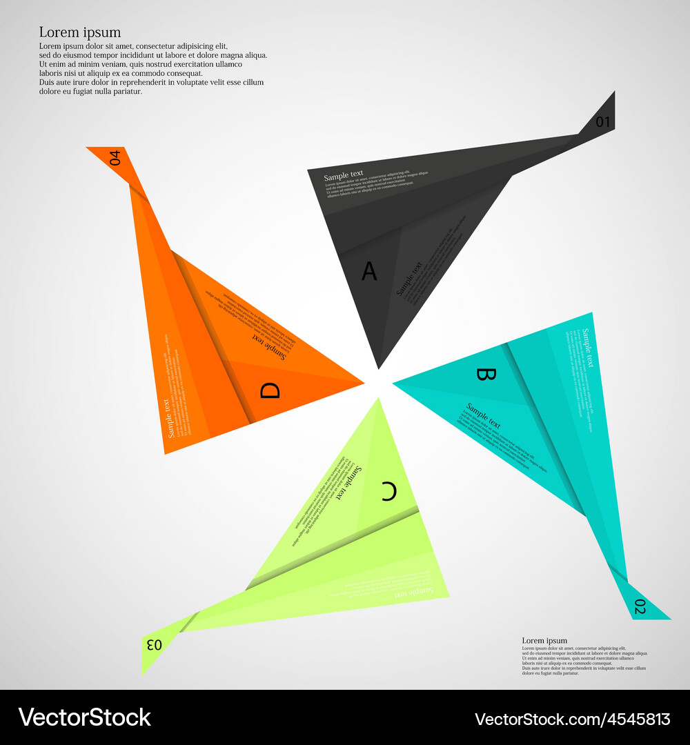 Infographic consists four folded paper pieces Vector Image