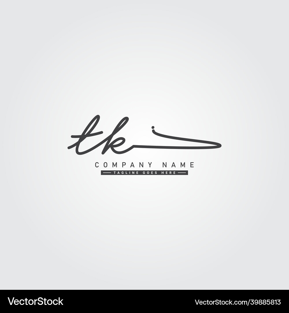Initial letter tk logo - handwritten signature Vector Image