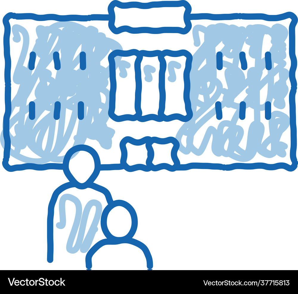 Preschool building doodle icon hand drawn Vector Image