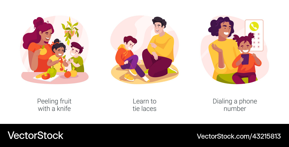 Self-care kindergarten exercise isolated cartoon Vector Image