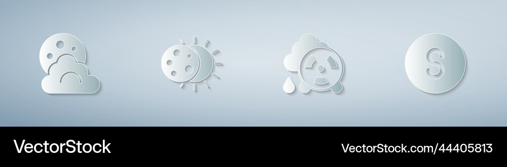 Set cloud with moon eclipse of the sun acid rain Vector Image