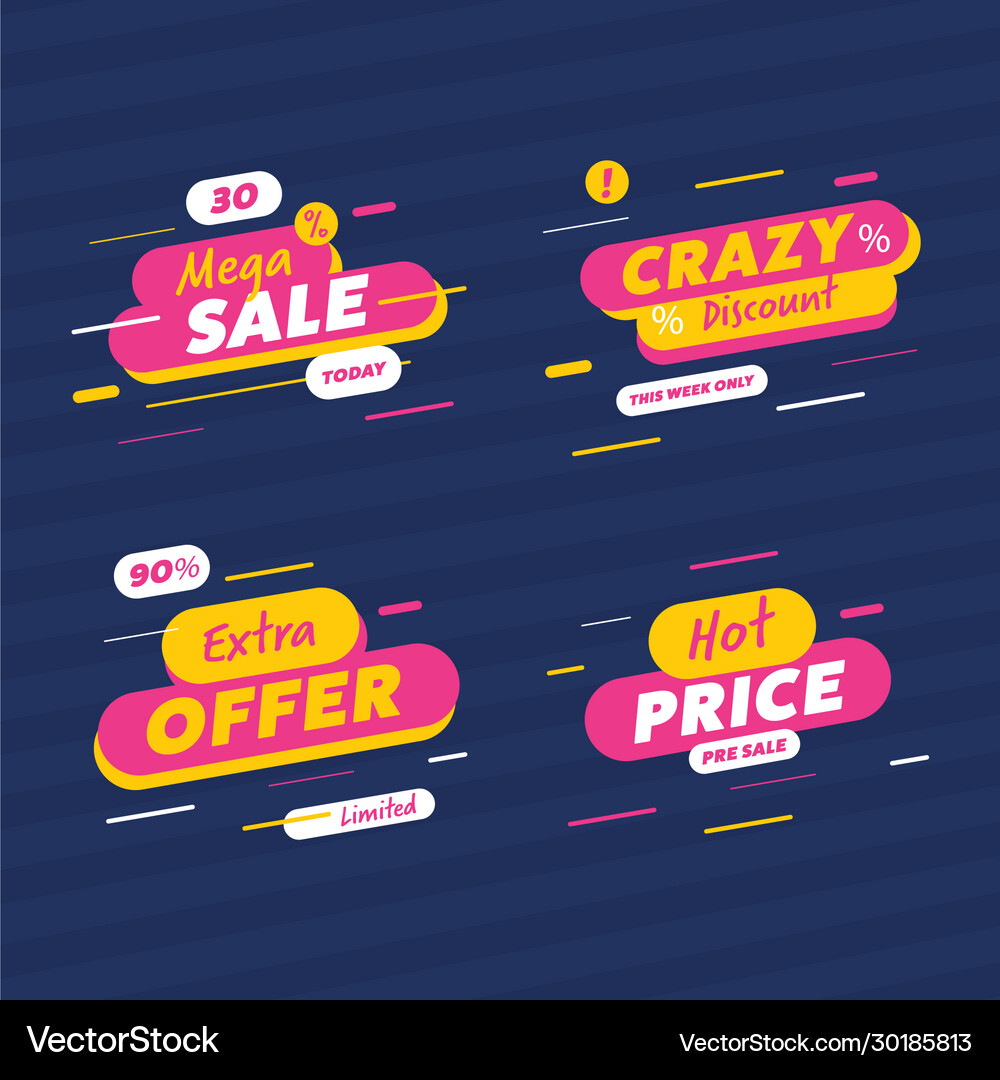 Set multicolored sale promotion labels Royalty Free Vector