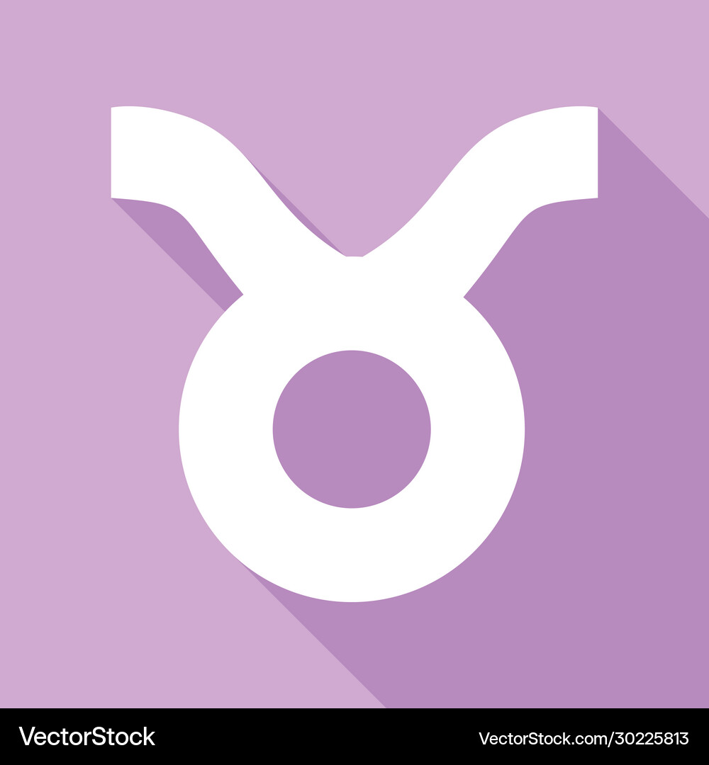 Taurus sign white icon with long shadow at Vector Image