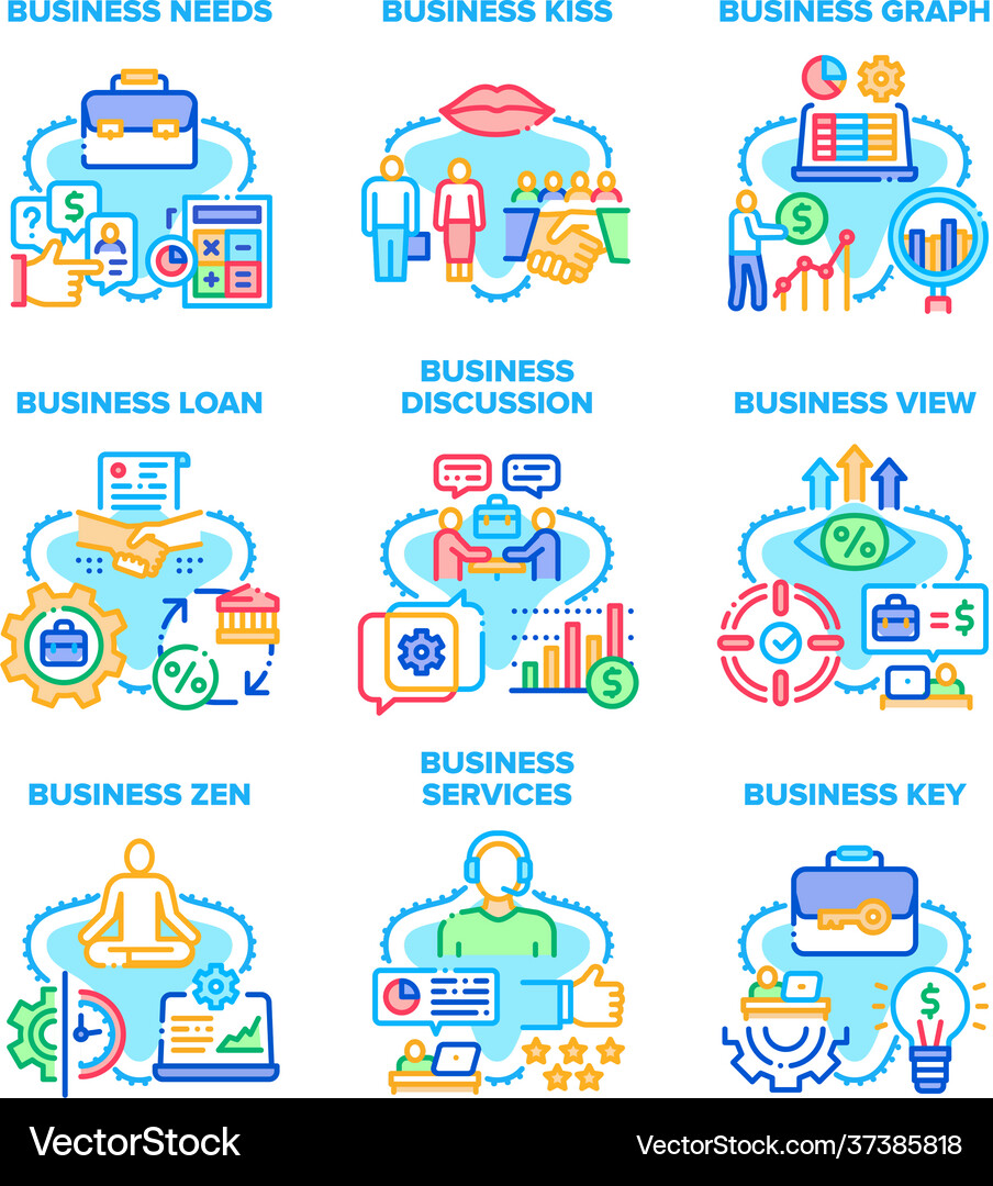Business service set icons Royalty Free Vector Image