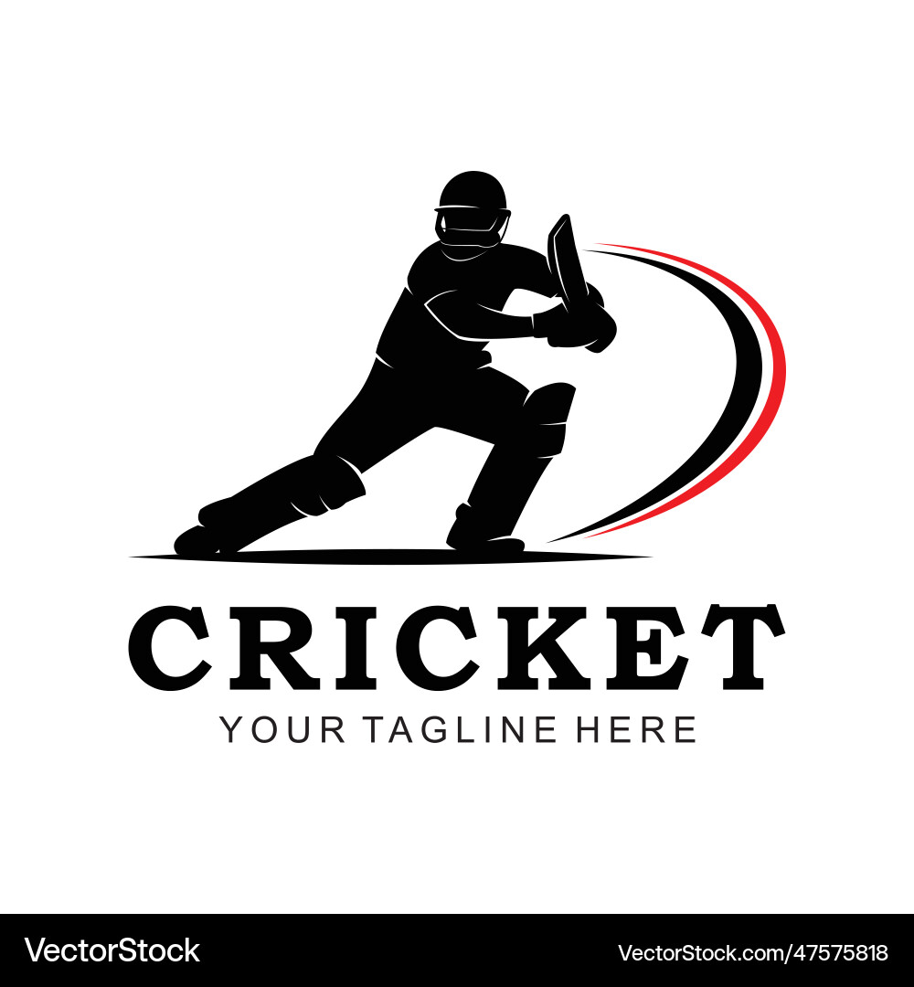Cricket sport player logo Royalty Free Vector Image