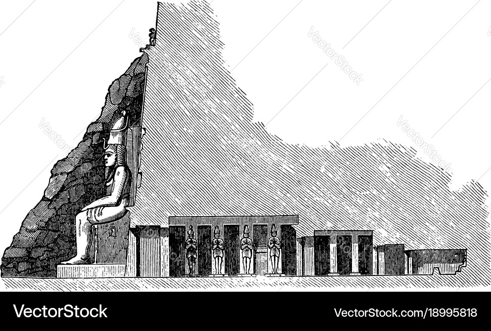 Cross section great temple at abu simbel Vector Image