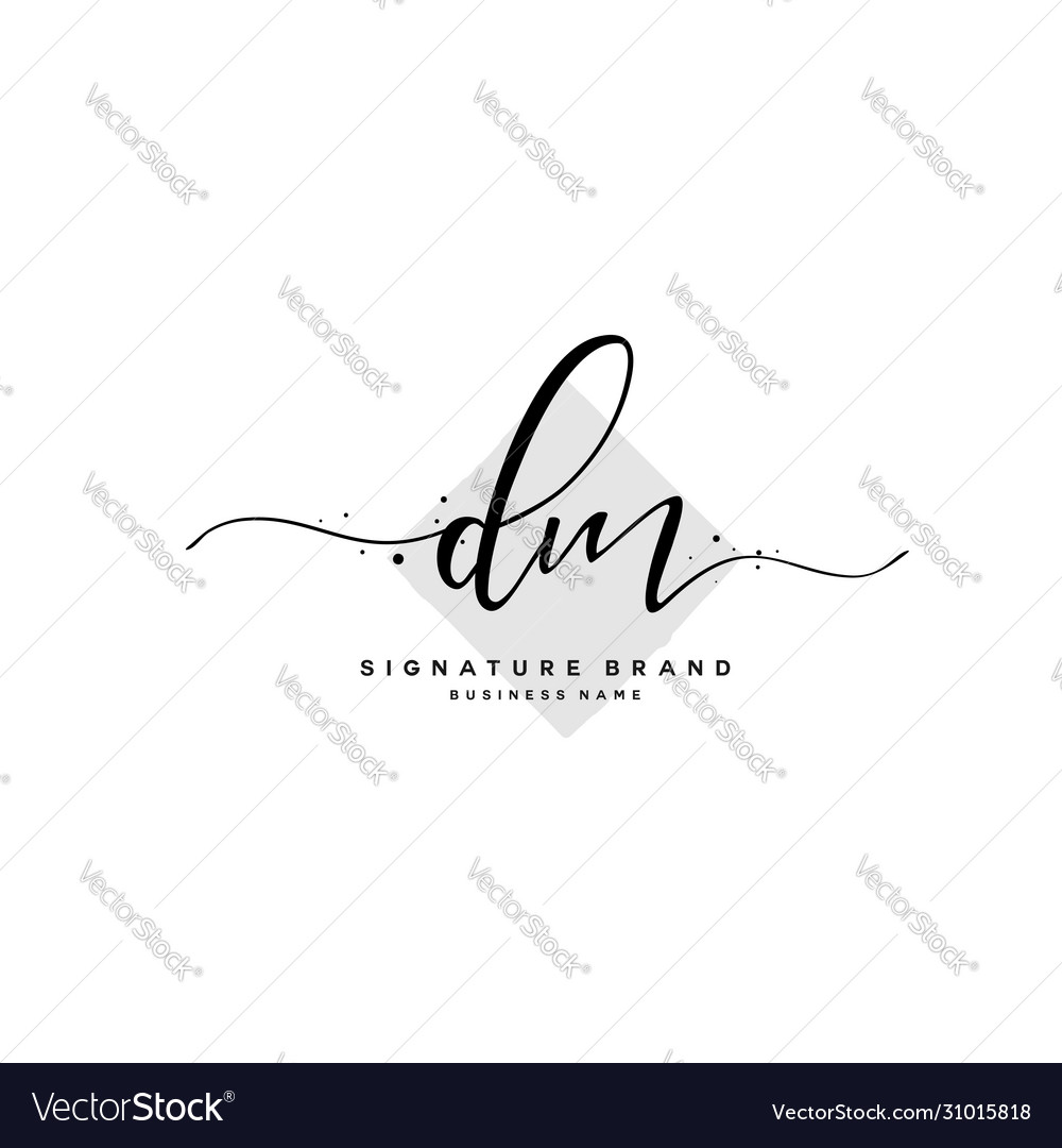 D m dm initial letter handwriting and signature Vector Image