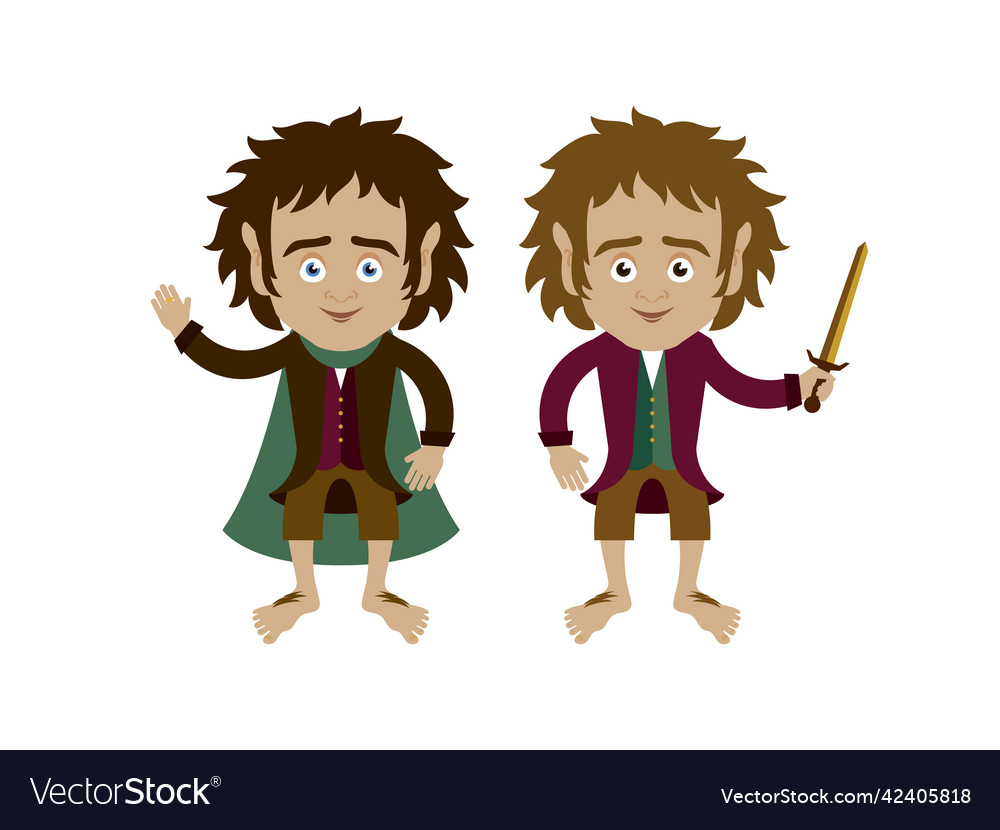 Hobbits Bilbo And Frodo Baggins Icon Set Vector Image