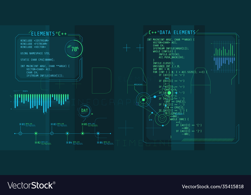 Hud interface elements with part code c Royalty Free Vector