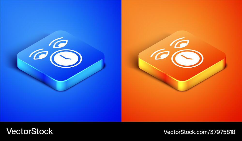 Isometric clock icon isolated on blue and orange Vector Image