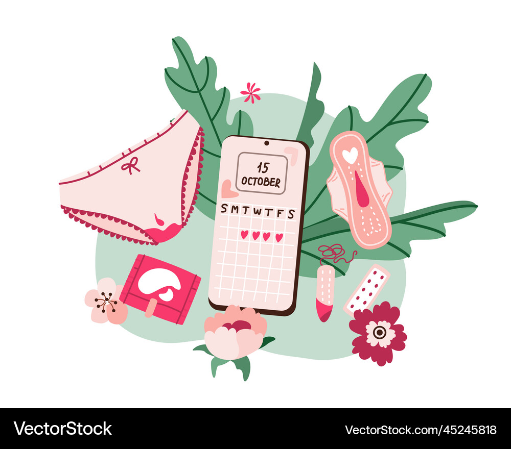 Menstrual period with pads Royalty Free Vector Image