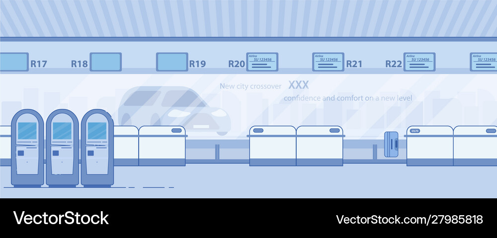 Modern airport terminal corridor flat Royalty Free Vector