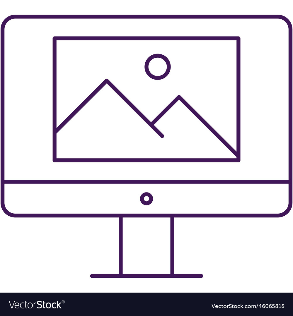 Photo on pc display icon Royalty Free Vector Image