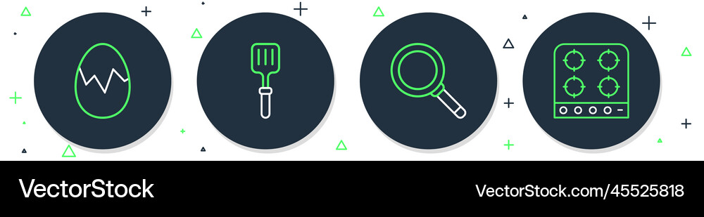 Set line barbecue spatula frying pan broken egg Vector Image