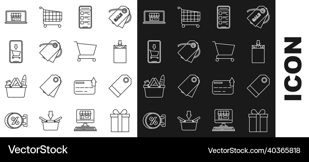 Set line gift box blank label template price tag Vector Image