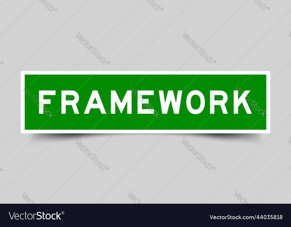Sticker label with word framework in green color Vector Image