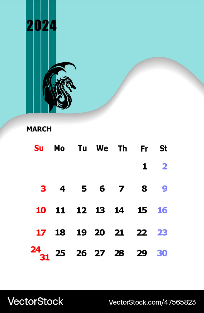 2024 calendar months 3d color Royalty Free Vector Image