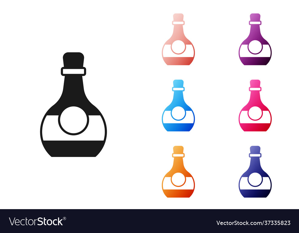 Black bottle cognac or brandy icon isolated Vector Image