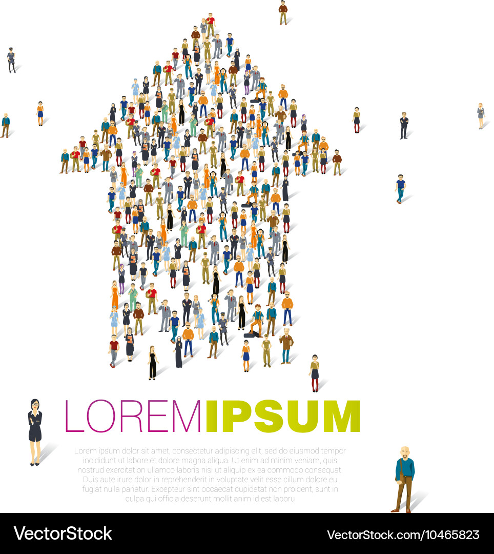 Crowded people arrow up symbol Royalty Free Vector Image