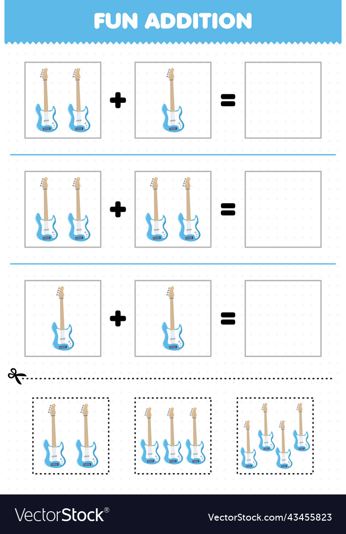 Education game for children fun addition by cut Vector Image