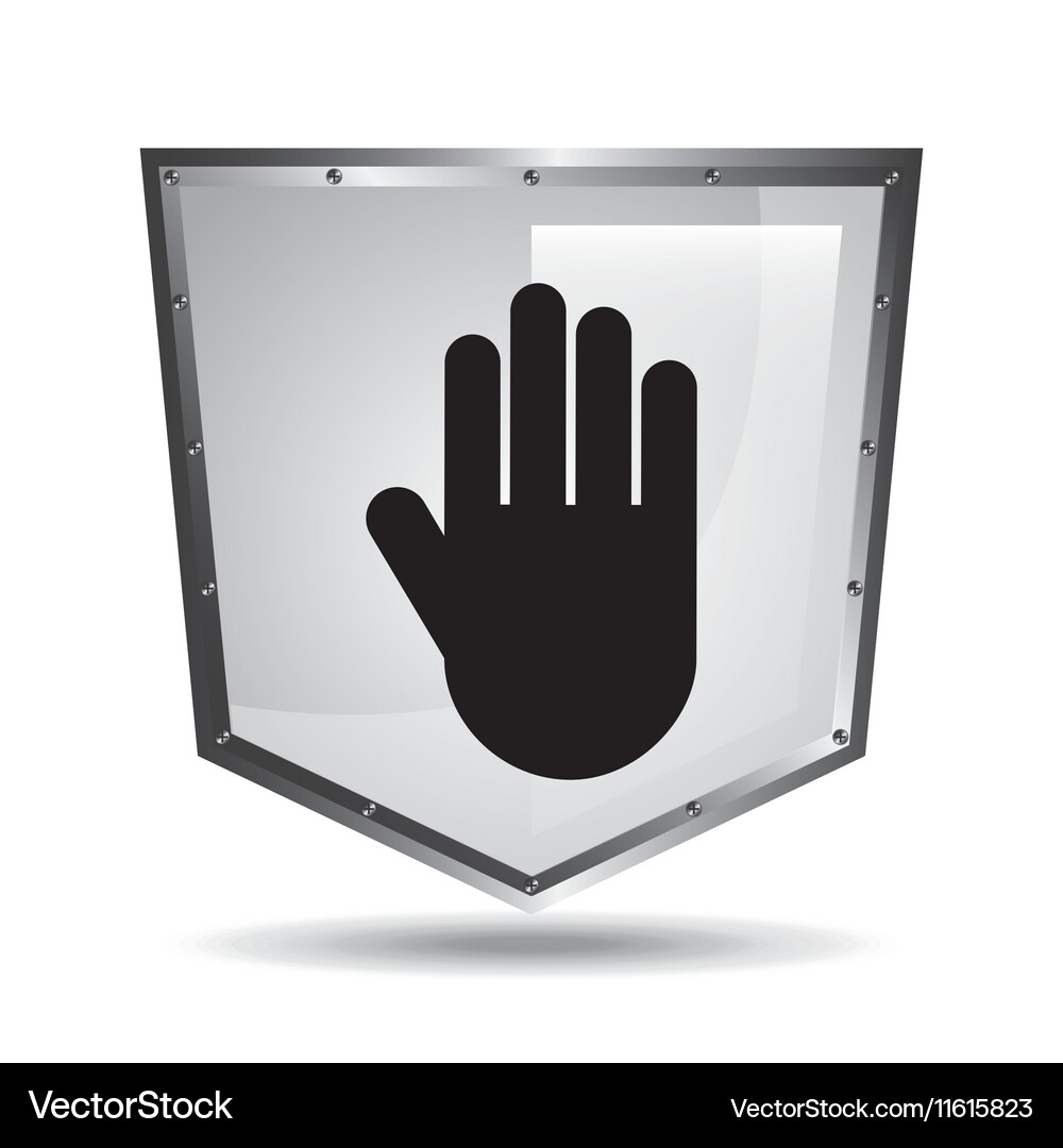 Hand symbol shield steel icon Royalty Free Vector Image