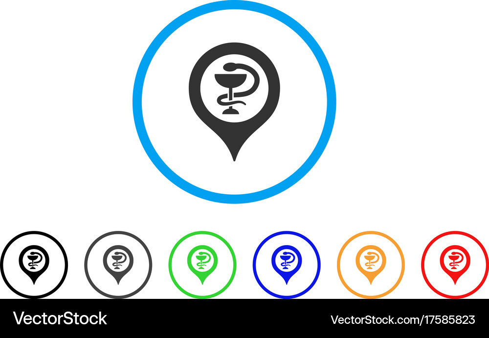 Hospital map marker rounded icon Royalty Free Vector Image