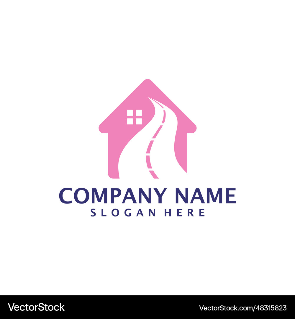 House road logo design home Royalty Free Vector Image