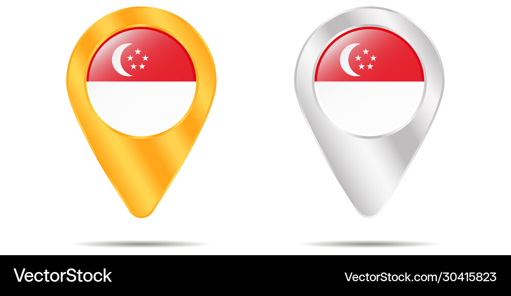 Map pins with flag singapore on a white Royalty Free Vector