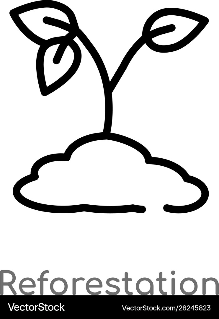 Outline reforestation icon isolated black simple Vector Image