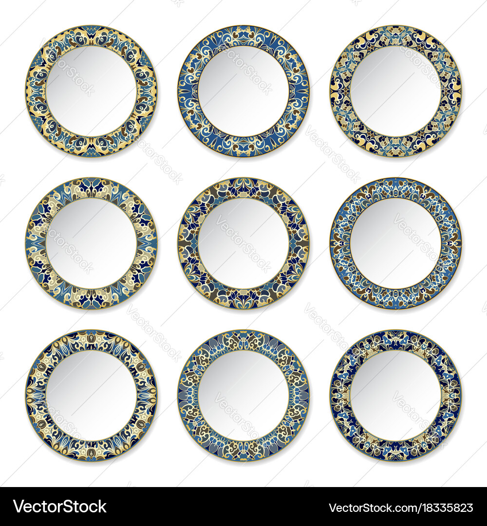 Set of decorative plates Royalty Free Vector Image