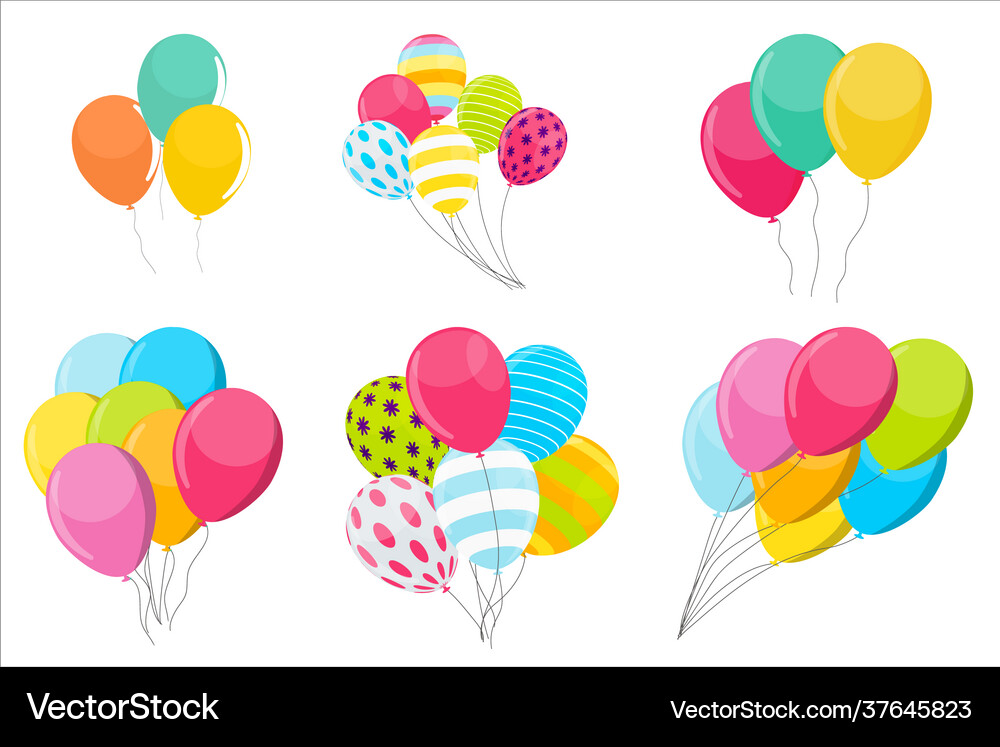 Set simple holiday balloon isolated on white Vector Image
