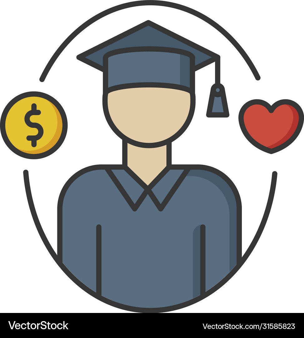 Support for students rgb color icon Royalty Free Vector