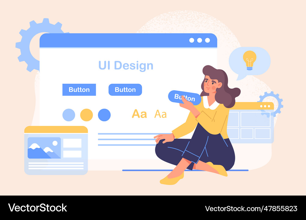Woman with ui design concept Royalty Free Vector Image