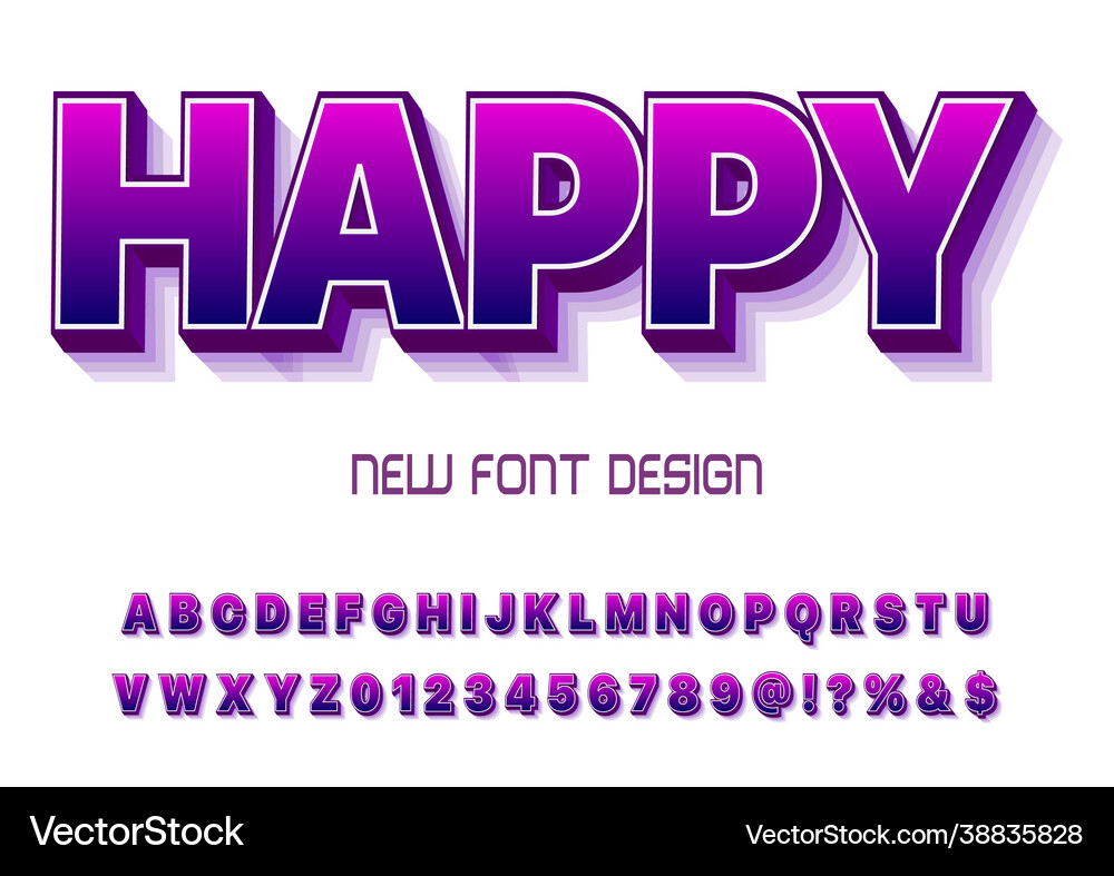 3d font elegant alphabet letters font Royalty Free Vector