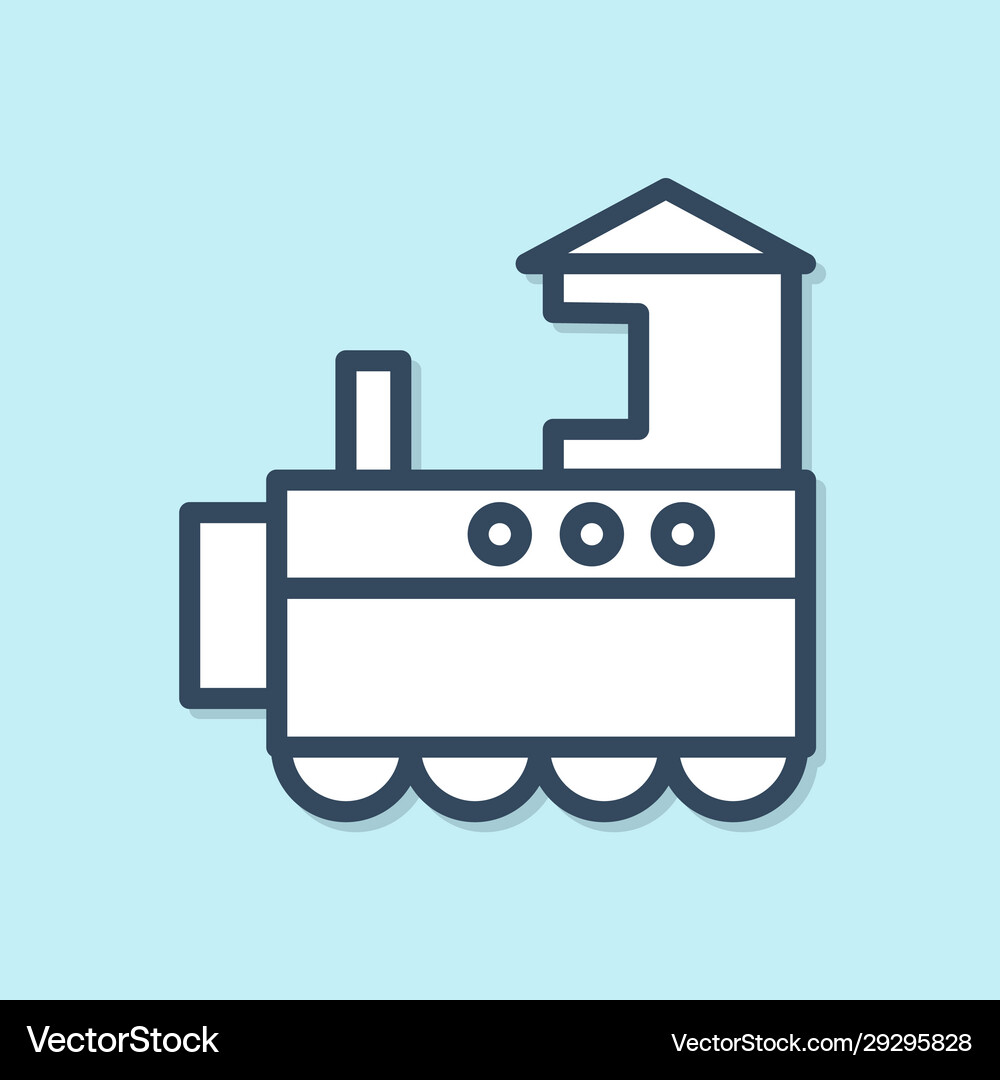 Blue line toy train icon isolated on Royalty Free Vector