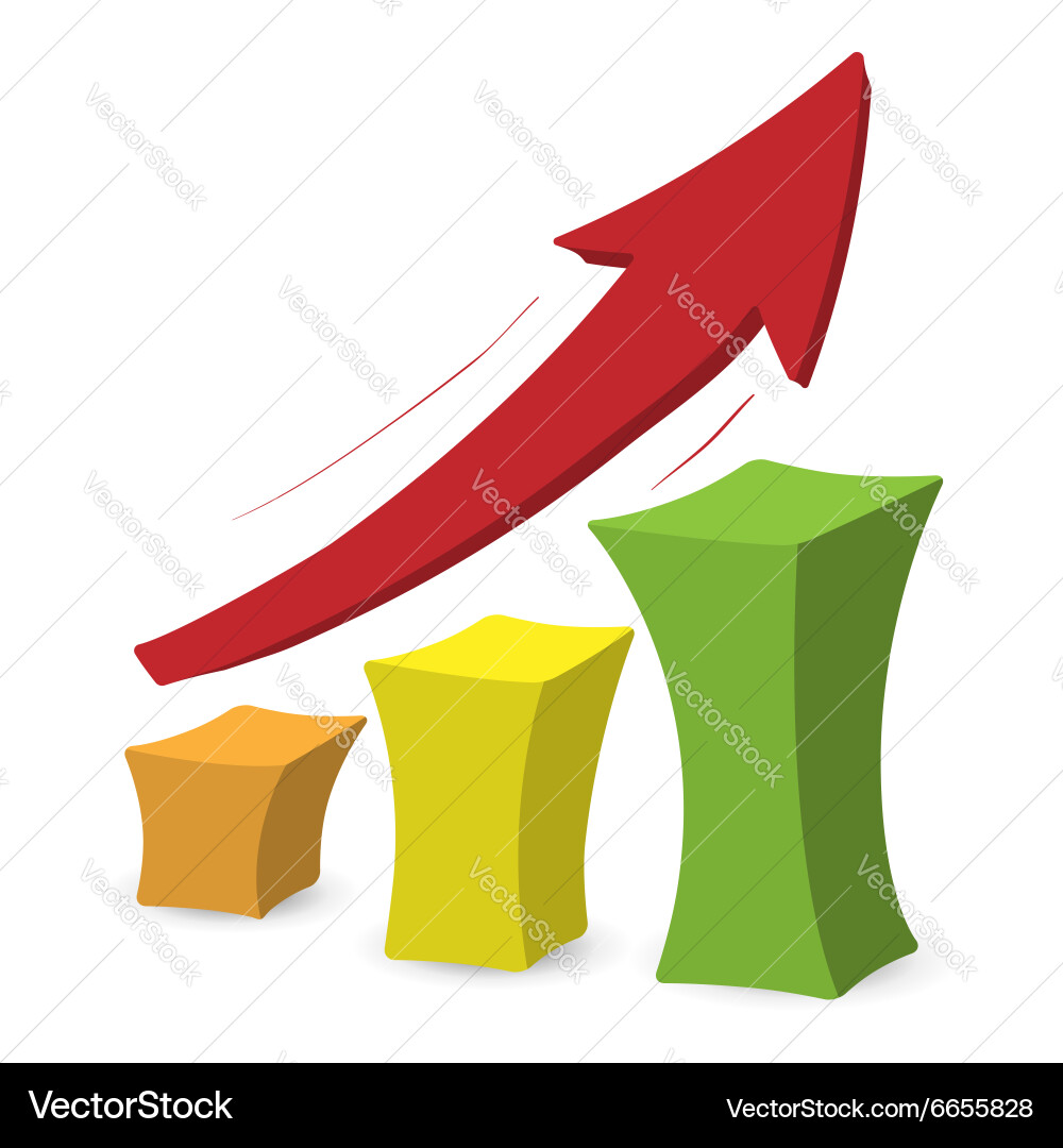 Chart with arrow colorful cartoon Royalty Free Vector Image